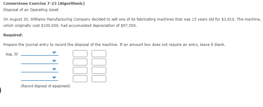 Solved Cornerstone Exercise 7-23 (Algorithmic) Disposal of | Chegg.com