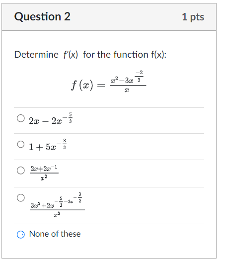 Solved Determine f′(x) for the function f(x) : | Chegg.com