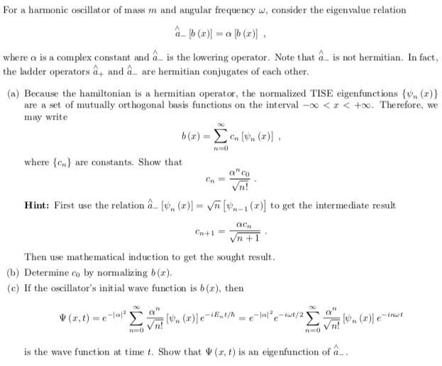 Solved For a harmonic oscillator of mass m and angular | Chegg.com