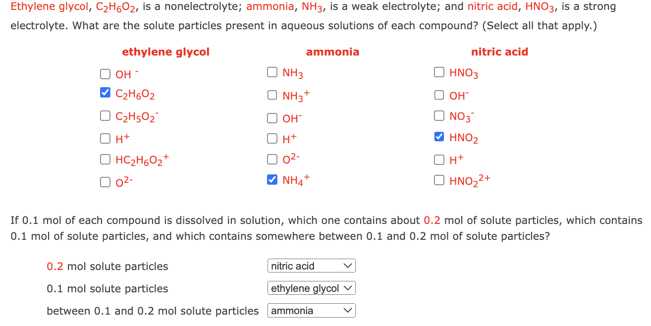 Solved Ethylene glycol, C2H6O2, is a nonelectrolyte; | Chegg.com