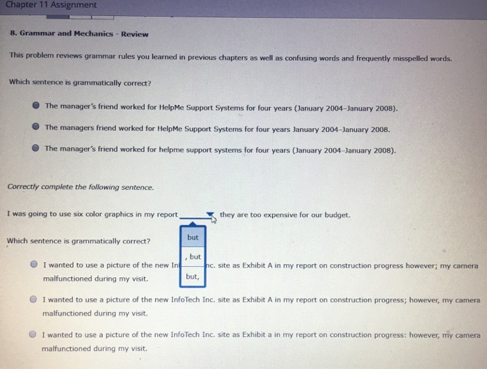 Solved Chapter 11 Assignment 8. Grammar and Mechanics-Review | Chegg.com