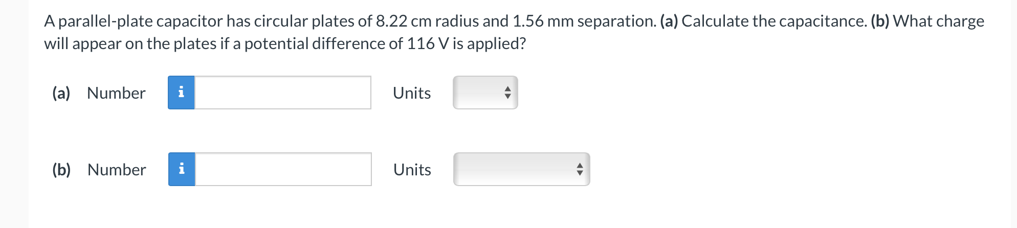 Solved A parallel-plate capacitor has circular plates of | Chegg.com