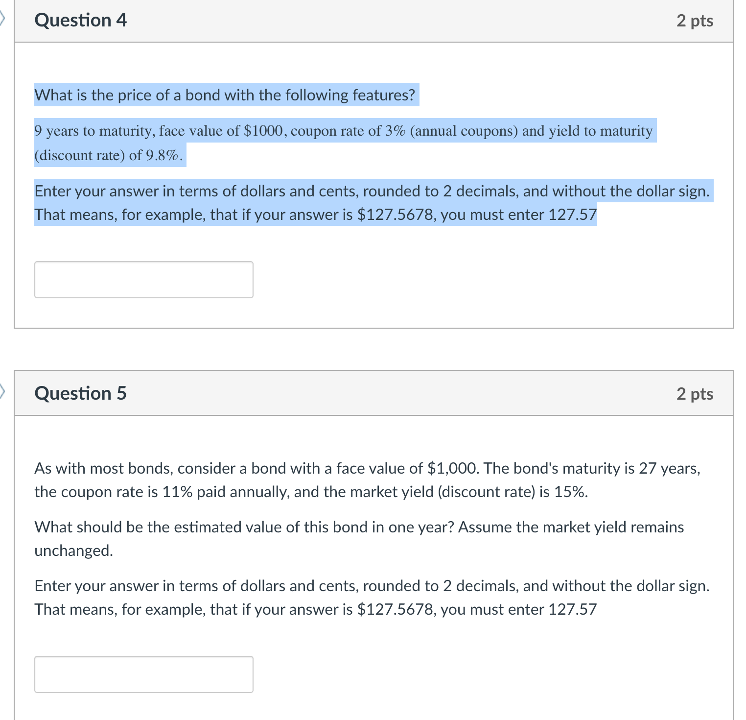 Solved What is the price of a bond with the following | Chegg.com