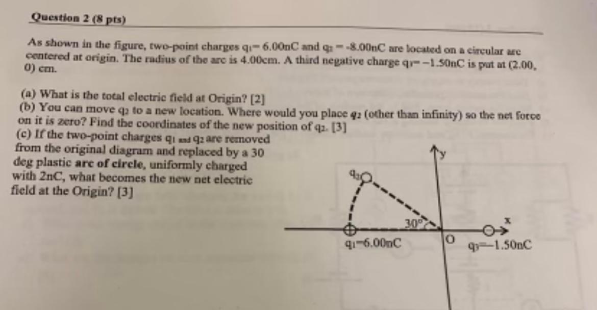 Solved qt1=6.00nC and qt=−8.00nC are located on a 4.00 cm. A | Chegg.com