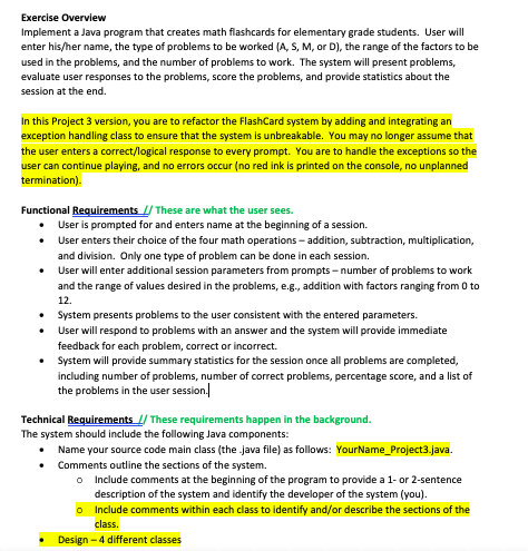 Solved Exercise Overview Implement a Java program that | Chegg.com