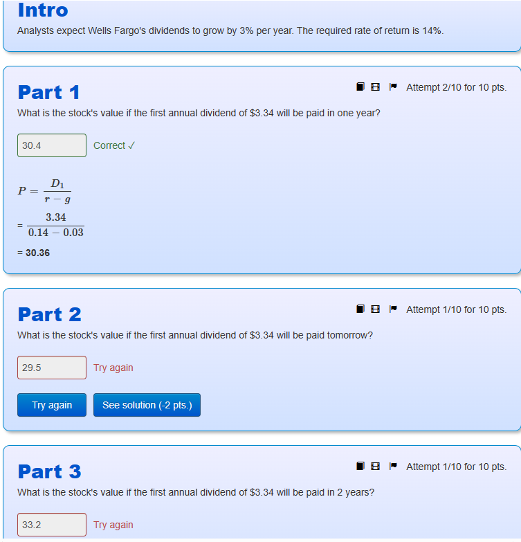 Solved Intro Analysts expect Wells Fargo's dividends to grow | Chegg.com