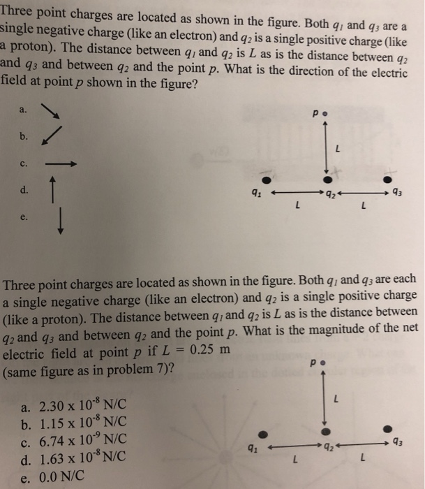 Solved Three point charges are located as shown in the | Chegg.com
