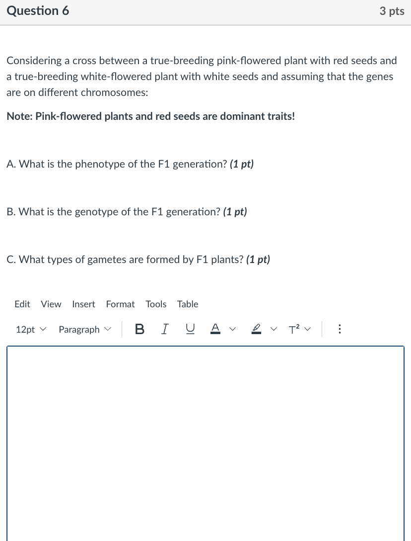 Solved A. What is the phenotype of the F1 generation? (1 pt) | Chegg.com