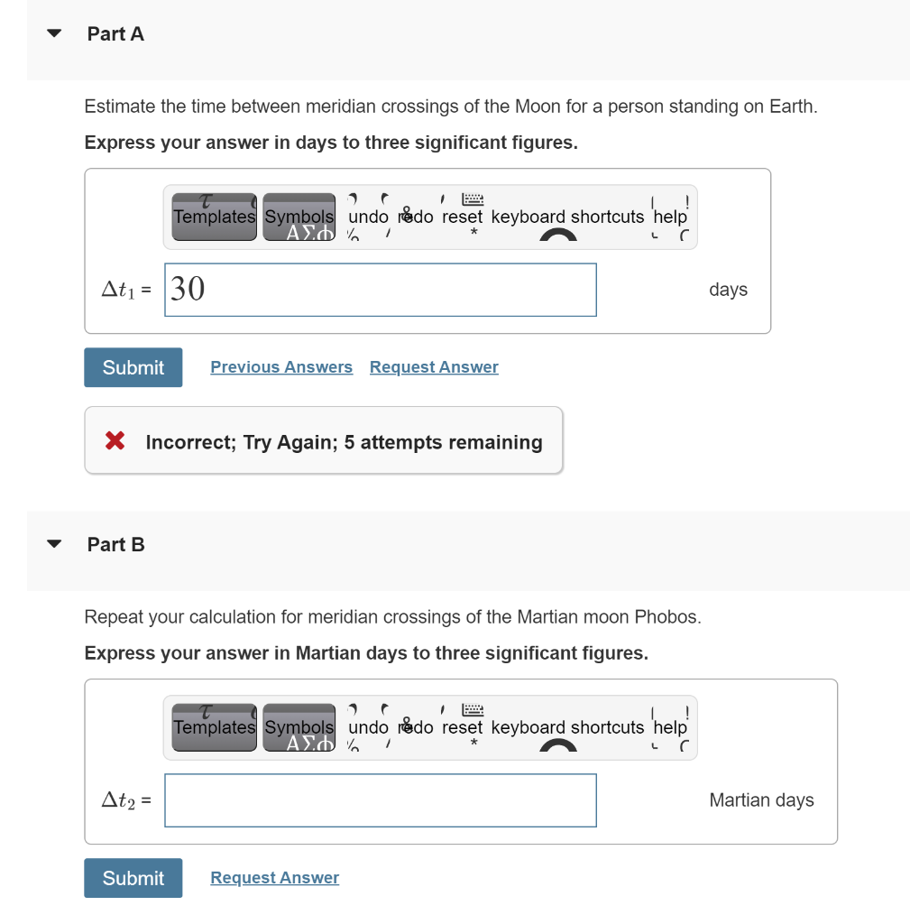 Solved Part A Estimate the time between meridian crossings | Chegg.com