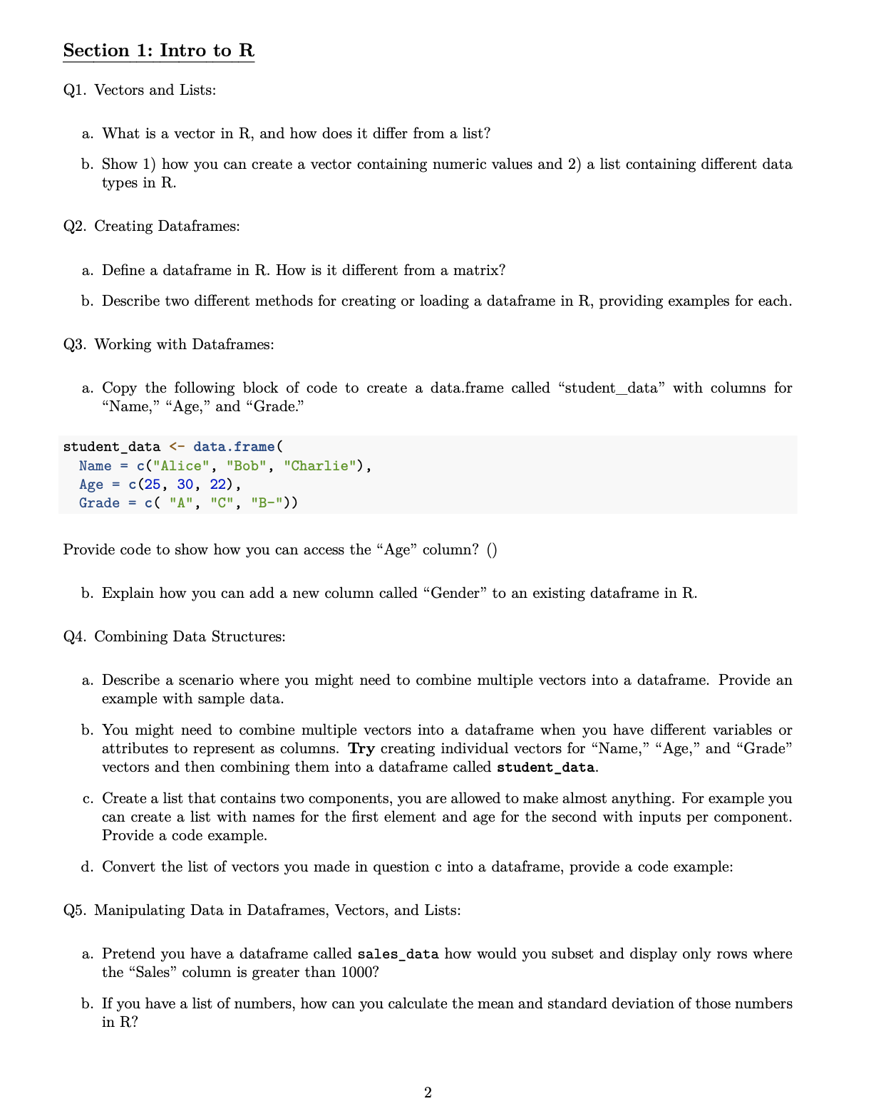 Solved Q1. Vectors and Lists: a. What is a vector in R, and | Chegg.com