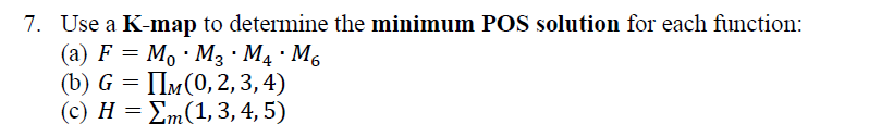 Solved Use a K-map to determine the minimum POS solution for | Chegg.com
