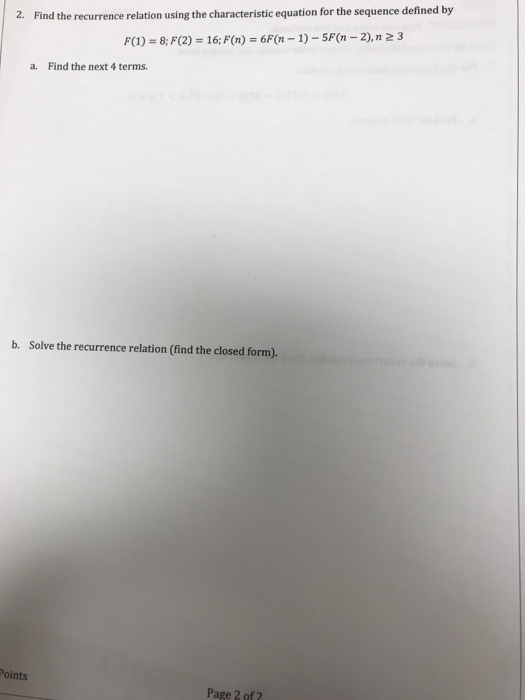 Solved 2. Find the recurrence relation using the | Chegg.com