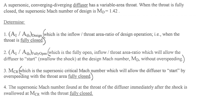Solved A supersonic, converging-diverging diffuser has a | Chegg.com
