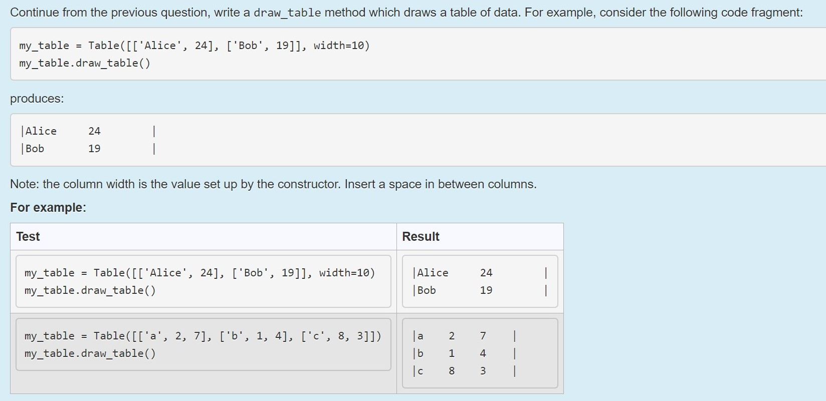 Solved Design a class named Table to display a table of | Chegg.com