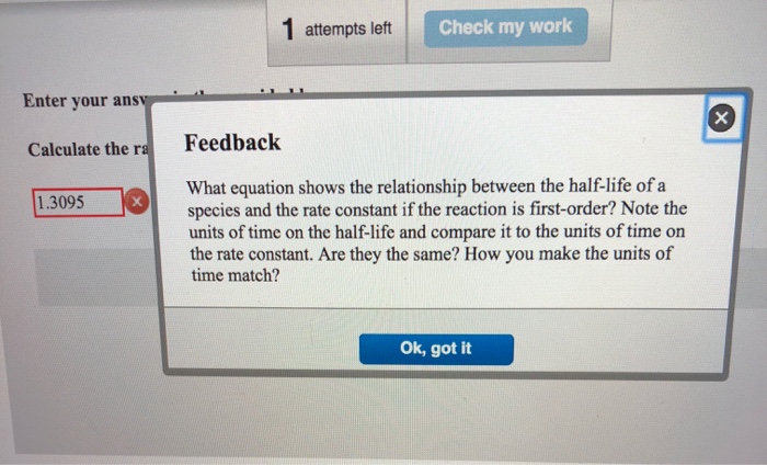 Solved attempts left Check my work Enter your answer in the | Chegg.com