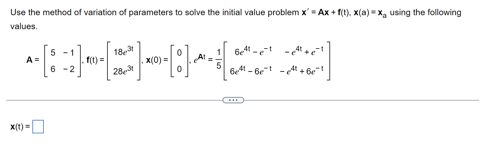 Solved Use the method of variation of parameters to solve | Chegg.com