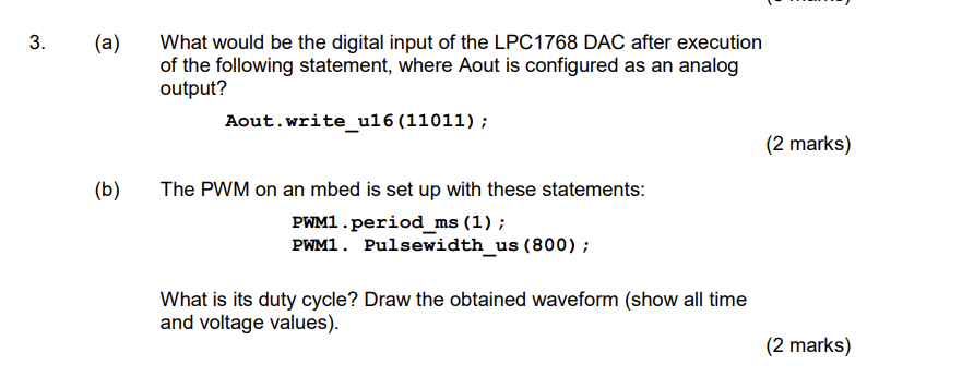Solved 3. (a) What would be the digital input of the LPC1768 | Chegg.com