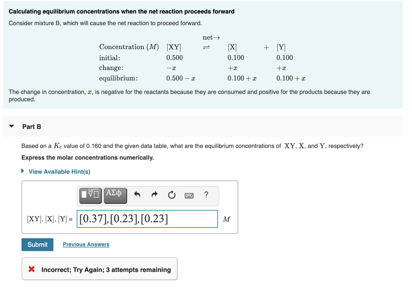 Solved Calculating equilibrium concentrations when the net | Chegg.com