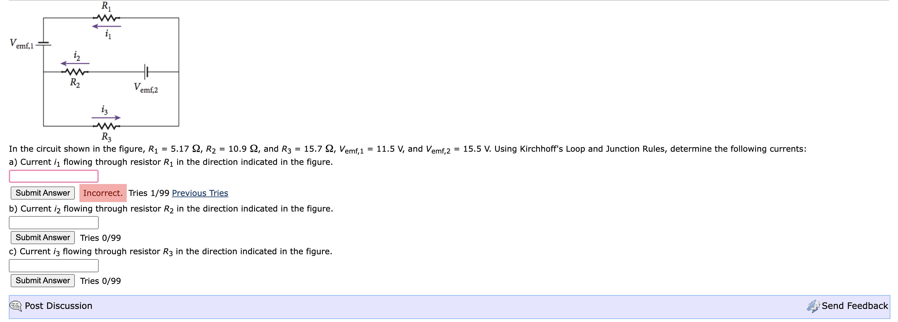Solved a) Current i1 flowing through resistor R1 in the | Chegg.com
