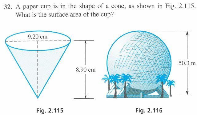 Solved 32. A paper cup is in the shape of a cone, as shown | Chegg.com