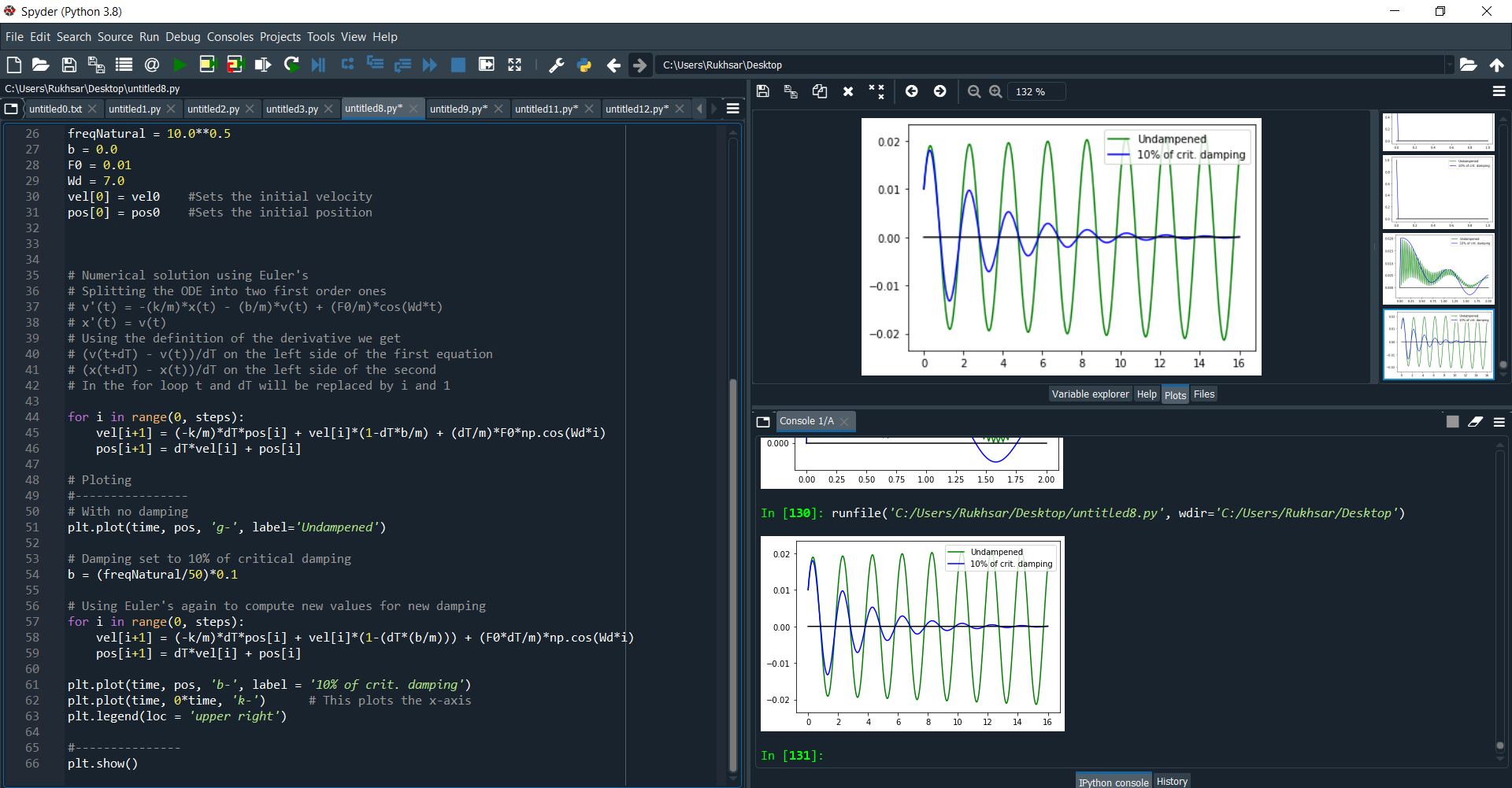 - o X Spyder (Python 3.8) File Edit Search Source Run | Chegg.com