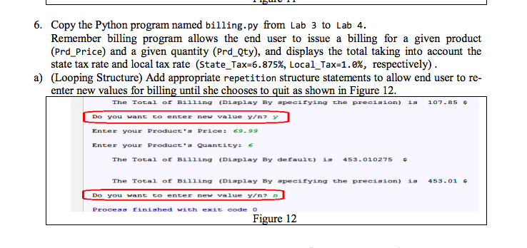 Solved 6. Copy the Python program named billing.py from Lab | Chegg.com