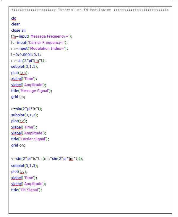 Solved ELET 206 HW\#4-FM in Matlab (or Scilab) Objective: To | Chegg.com