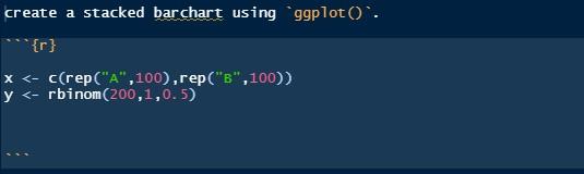 Solved create a stacked barchart using ggplot('. x