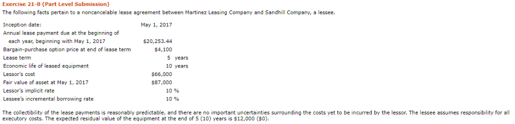 Solved Exercise 21-8 (Part Level Submission) The following | Chegg.com