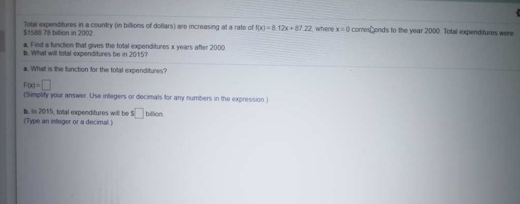 Solved Total expenditures in a country (in billions of | Chegg.com