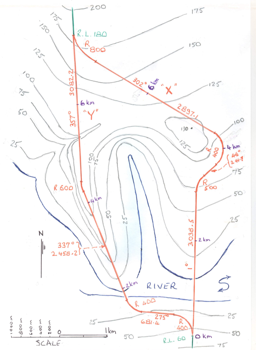 Solved A sketch map with contour lines at 25m intervals is | Chegg.com