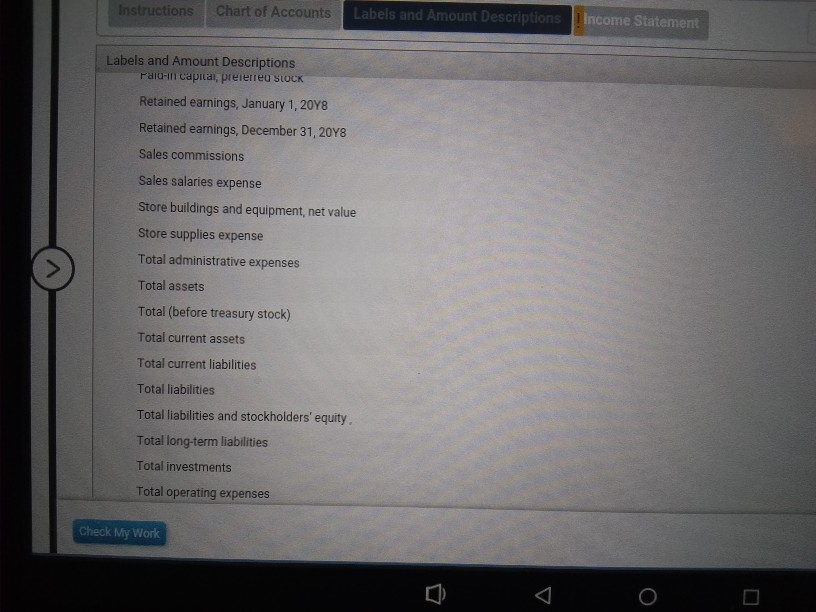 Solved Chart of Accounts Labels and Amount e Statement Note. | Chegg.com