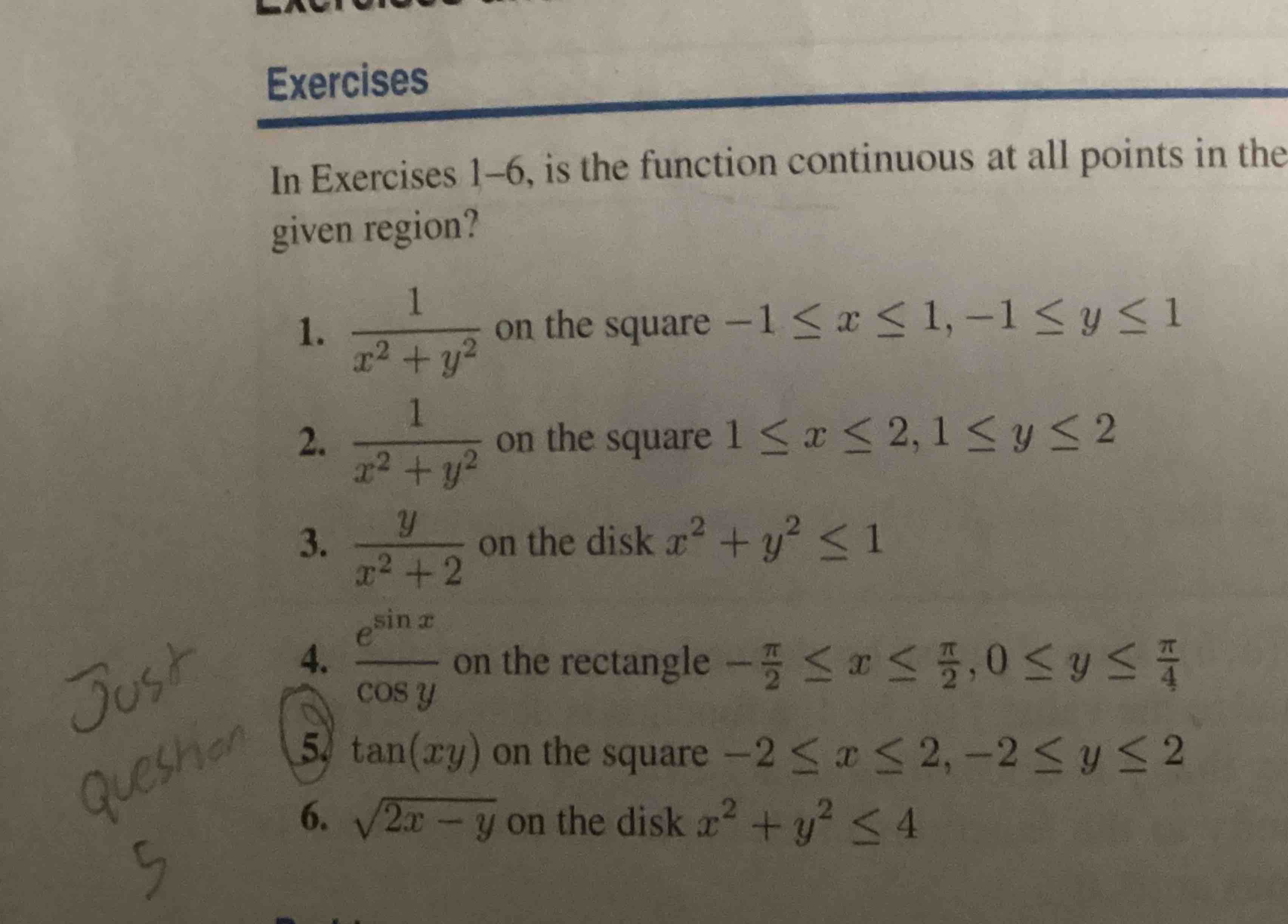 Solved taExercisesIn Exercises 1-6, ﻿is the function | Chegg.com