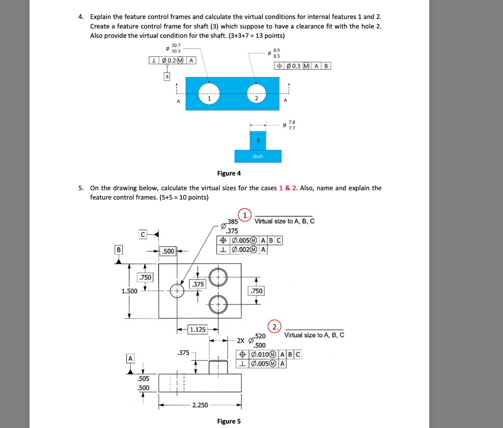 Solved 4. Explain the feature control frames and calculate | Chegg.com