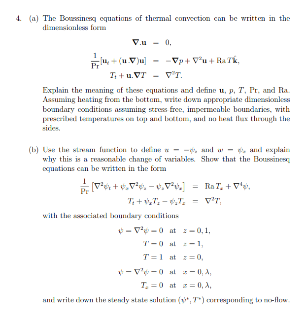 Solved (a) The Boussinesq equations of thermal convection | Chegg.com