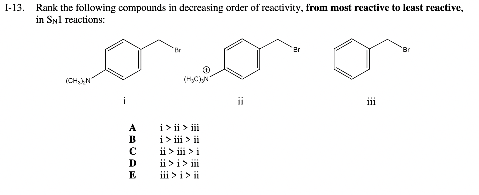 Solved I 13 rank The Following Compounds In Decreasing