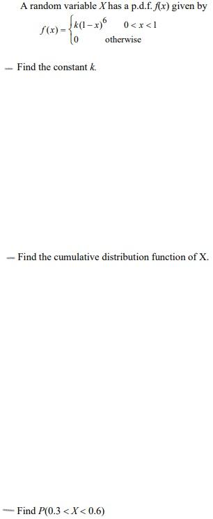 Solved A random variable X has a p.d.f. f(x) given by | Chegg.com