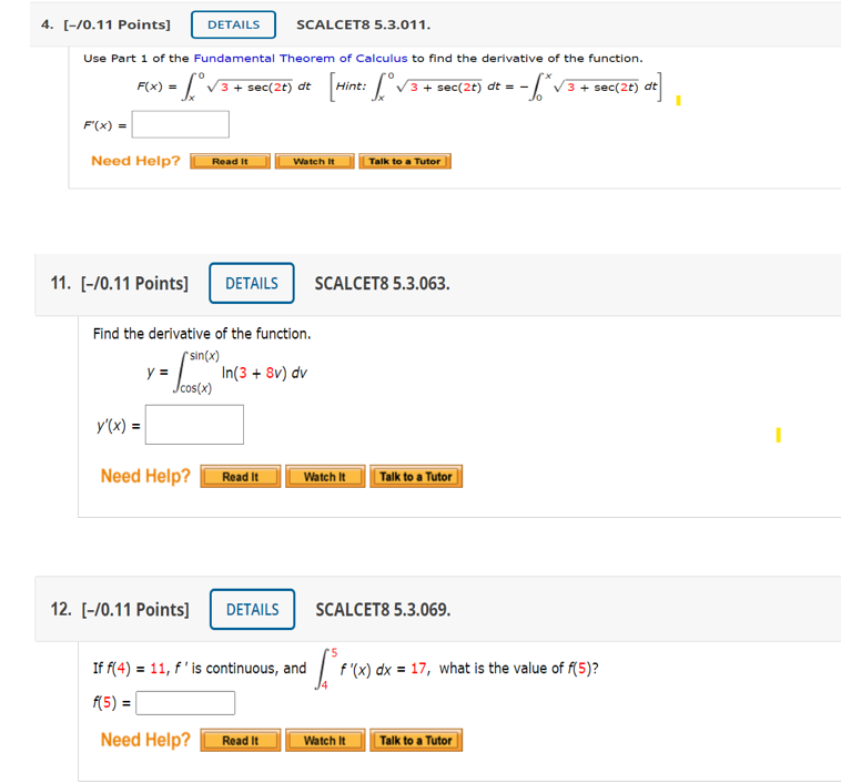 Solved DETAILS 4. (-70.11 Points] SCALCET8 5.3.011. Use Part | Chegg.com