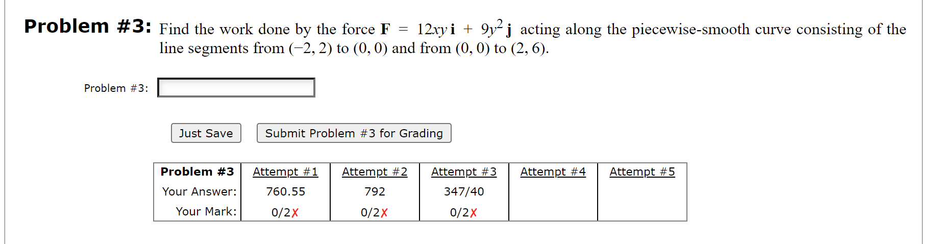 Solved Problem \#3: Find the work done by the force | Chegg.com