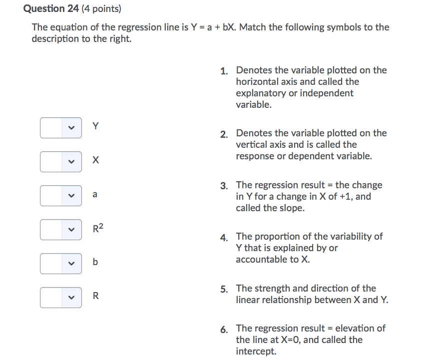 Solved Question 24 (4 points) The equation of the regression | Chegg.com
