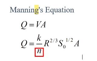 Solved Manning's Equation Q=VAQ=nkR2/3S01/2A20. Use the | Chegg.com