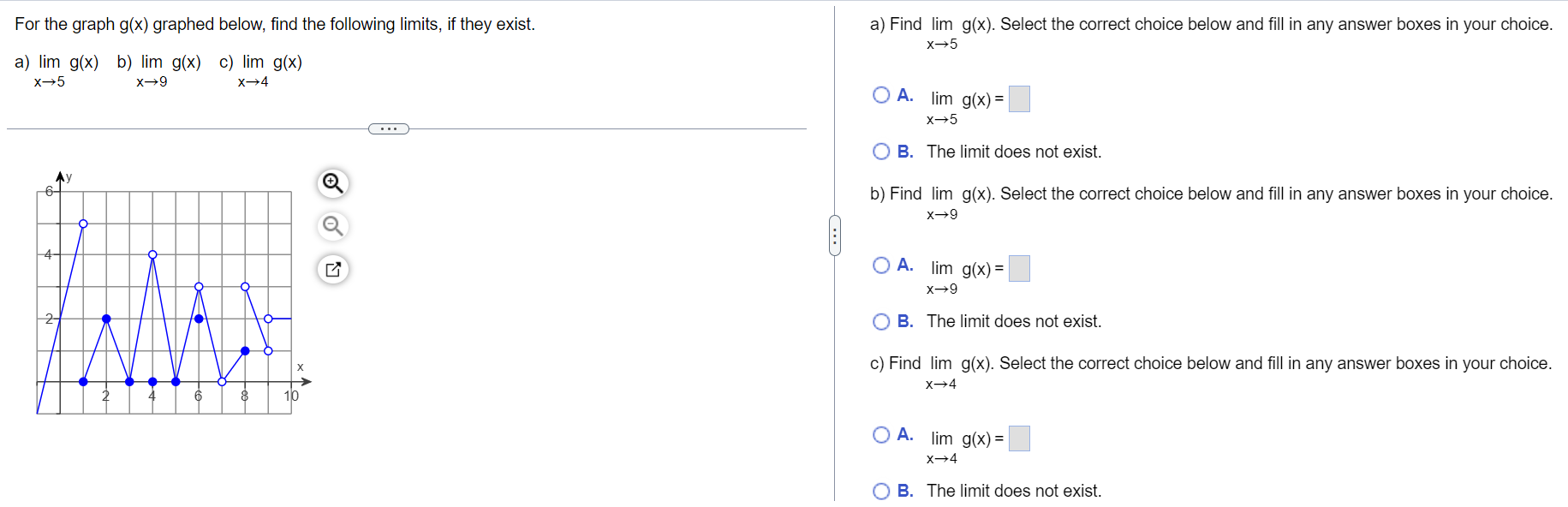 Solved For the graph g(x) graphed below, find the following | Chegg.com