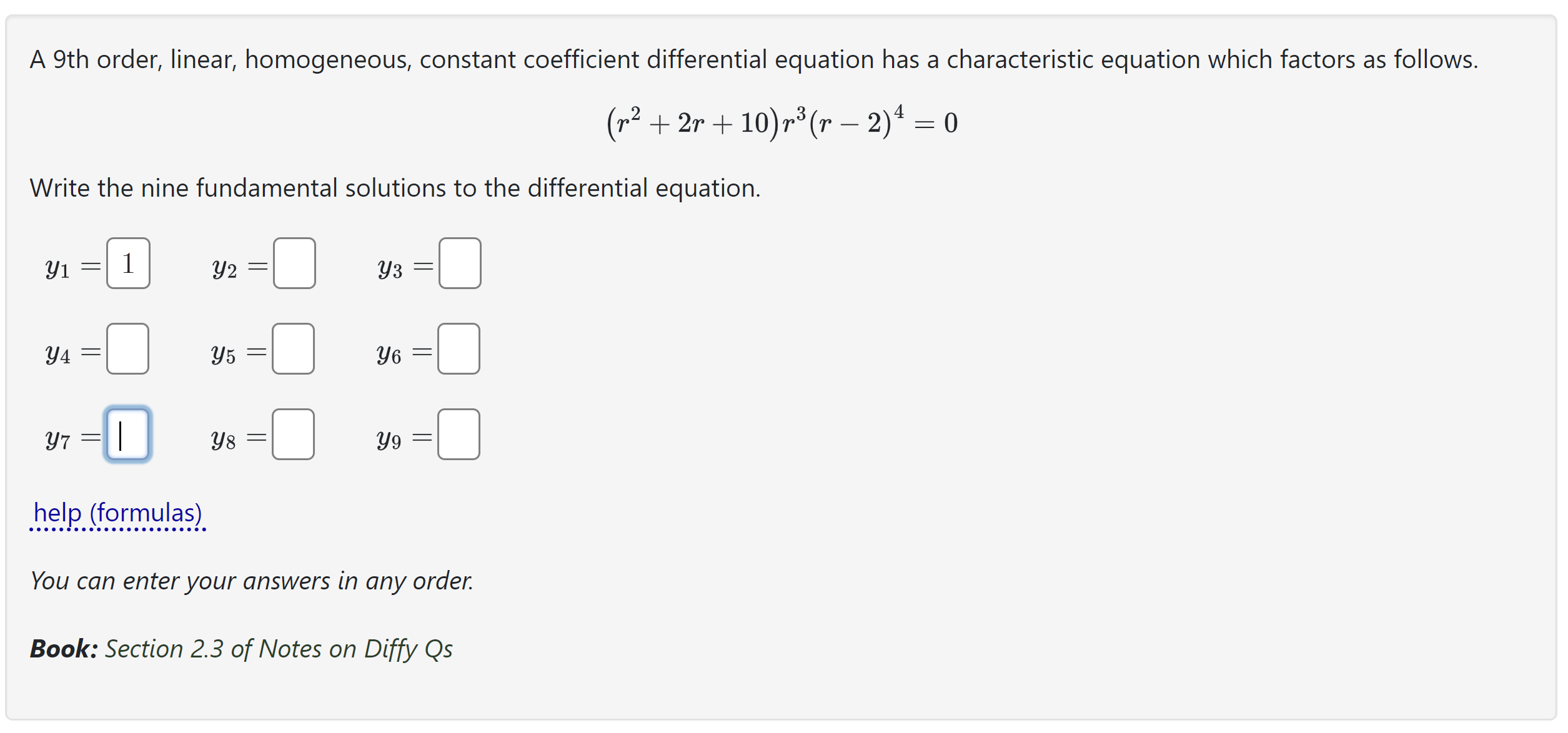 Solved A 9th ﻿order, linear, homogeneous, constant | Chegg.com