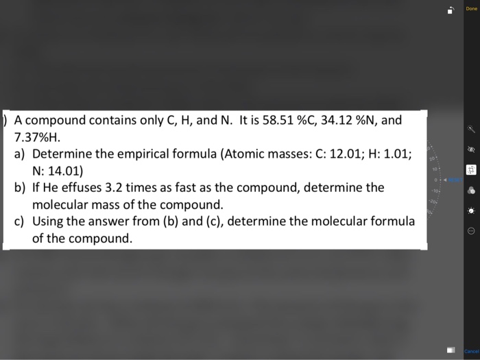 Solved Done ) A compound contains only C, H, and N. It is | Chegg.com