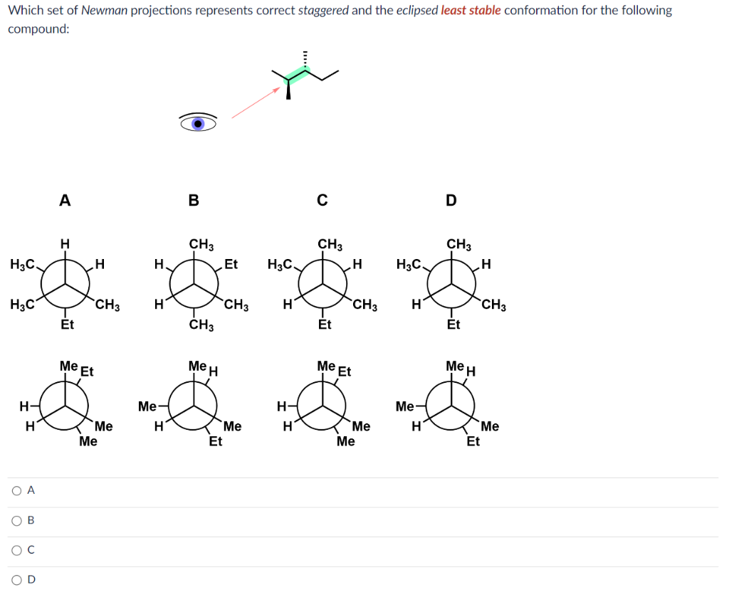 Solved Which set of Newman projections represents correct | Chegg.com
