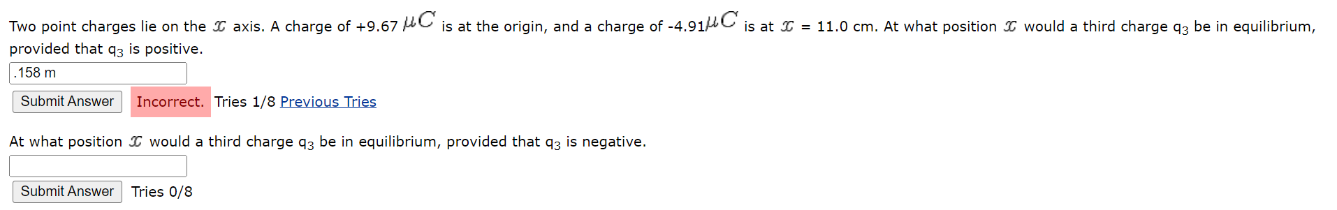 Solved Two point charges lie on the X axis. A charge of | Chegg.com