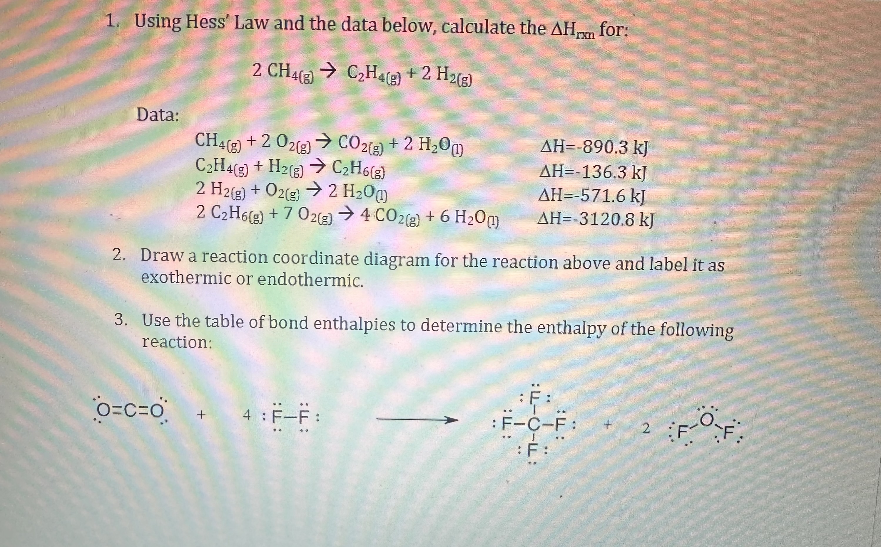 Solved Using Hess' Law and the data below, calculate the | Chegg.com