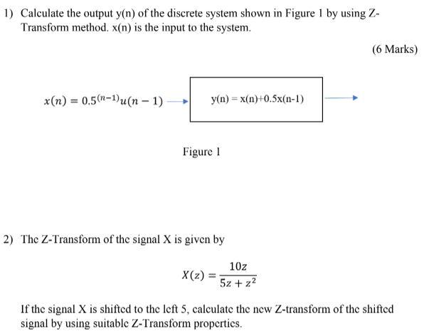 Solved 1) Calculate the output y(n) of the discrete system | Chegg.com