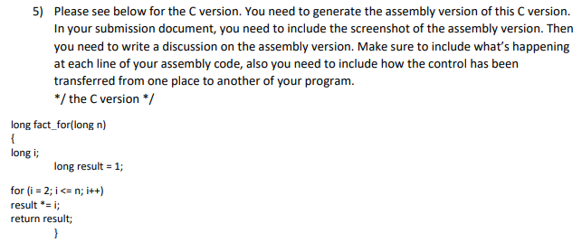 Solved 5) Please see below for the C version. You need to | Chegg.com