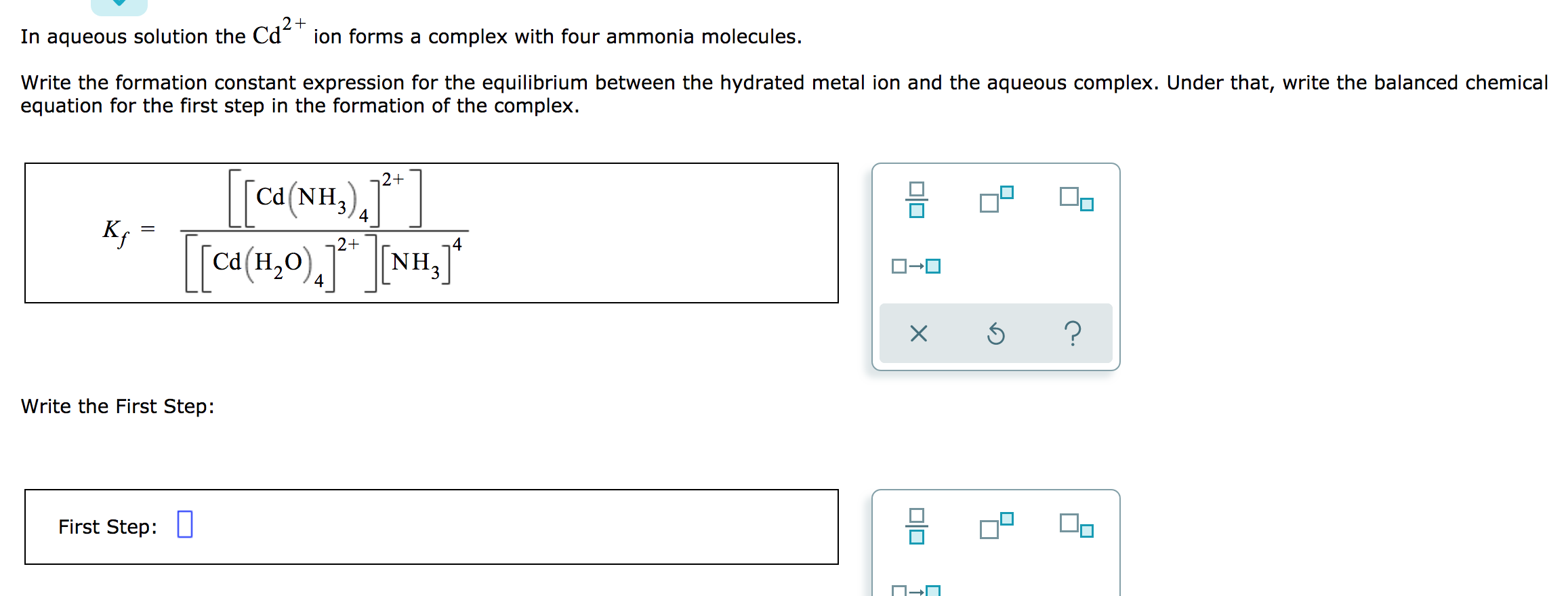 Solved In aqueous solution the Cd+2 ion forms a complex | Chegg.com